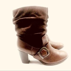 boc | Shoes | Boc Brown Leather With Suede Upper Heeled Boots | Poshmark